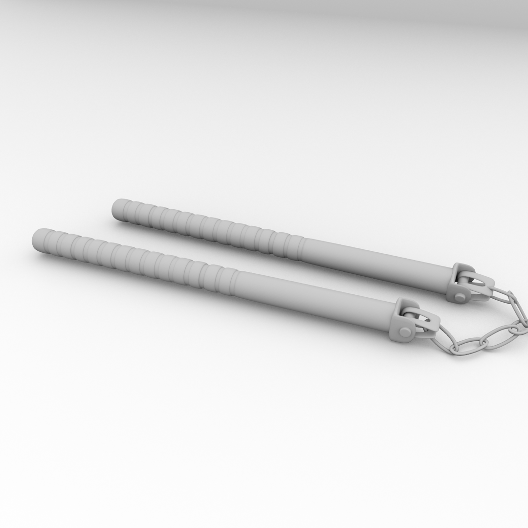 Nunchucks two samurai swords 3D model | CGTrader