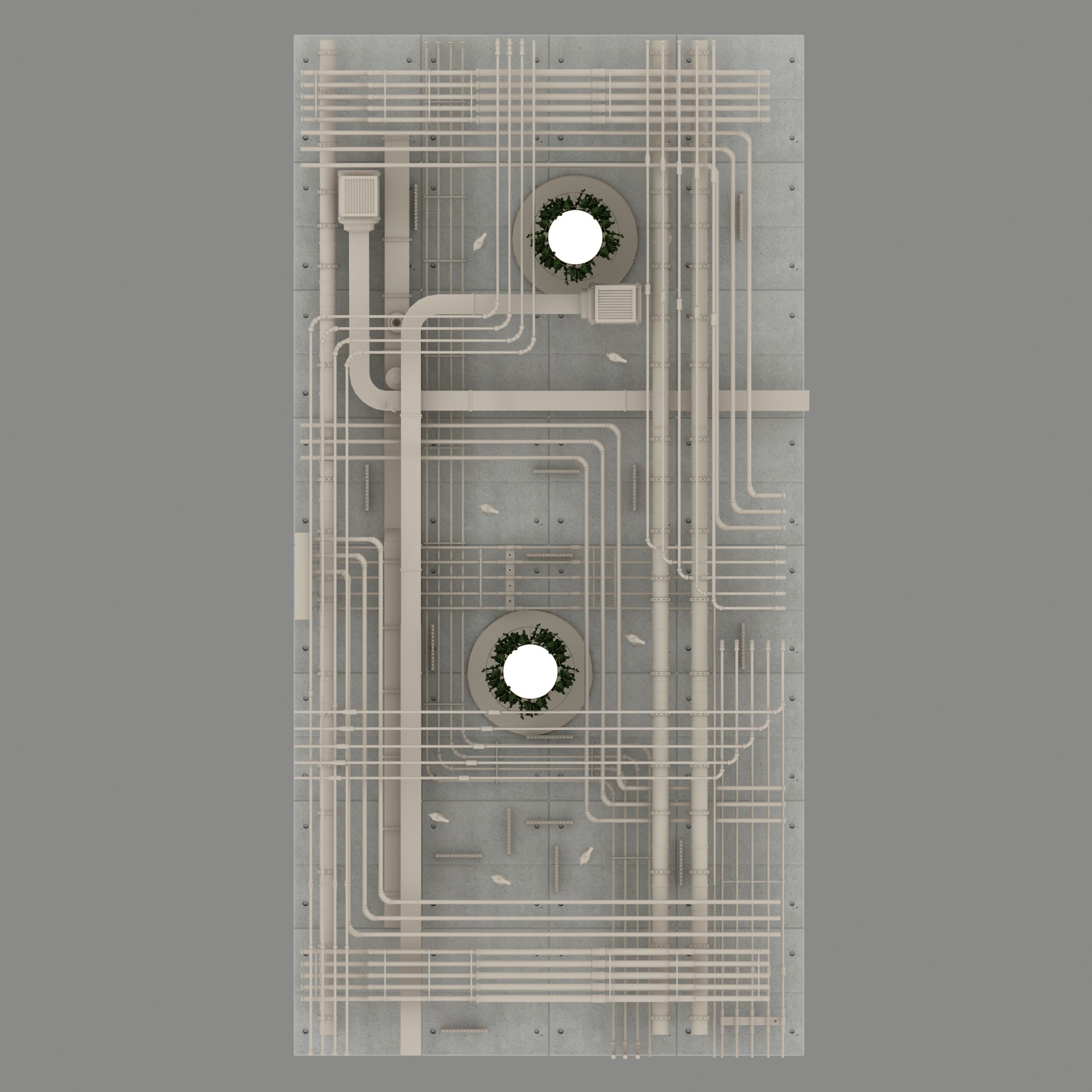 Pipes industrial ceiling with plants chandelier 3D model | CGTrader