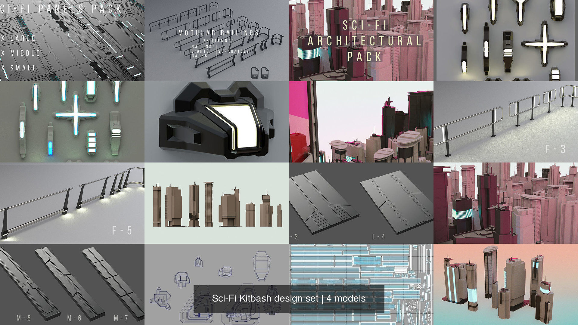 Sci-Fi Kitbash design set 3D Model Collection | CGTrader