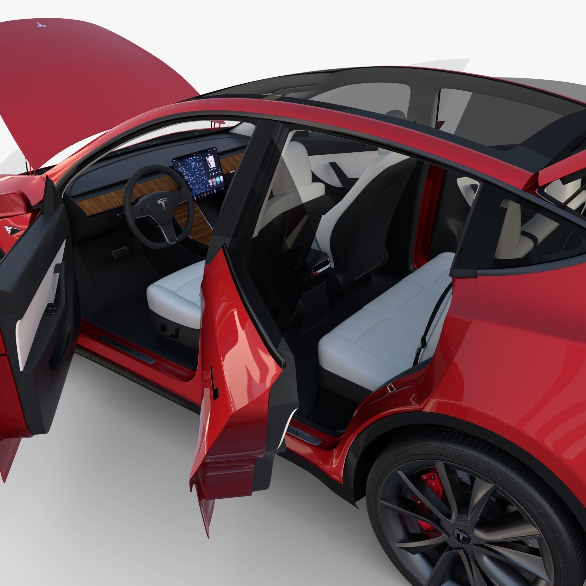 Tesla Model Y Red with interior 3D model | CGTrader