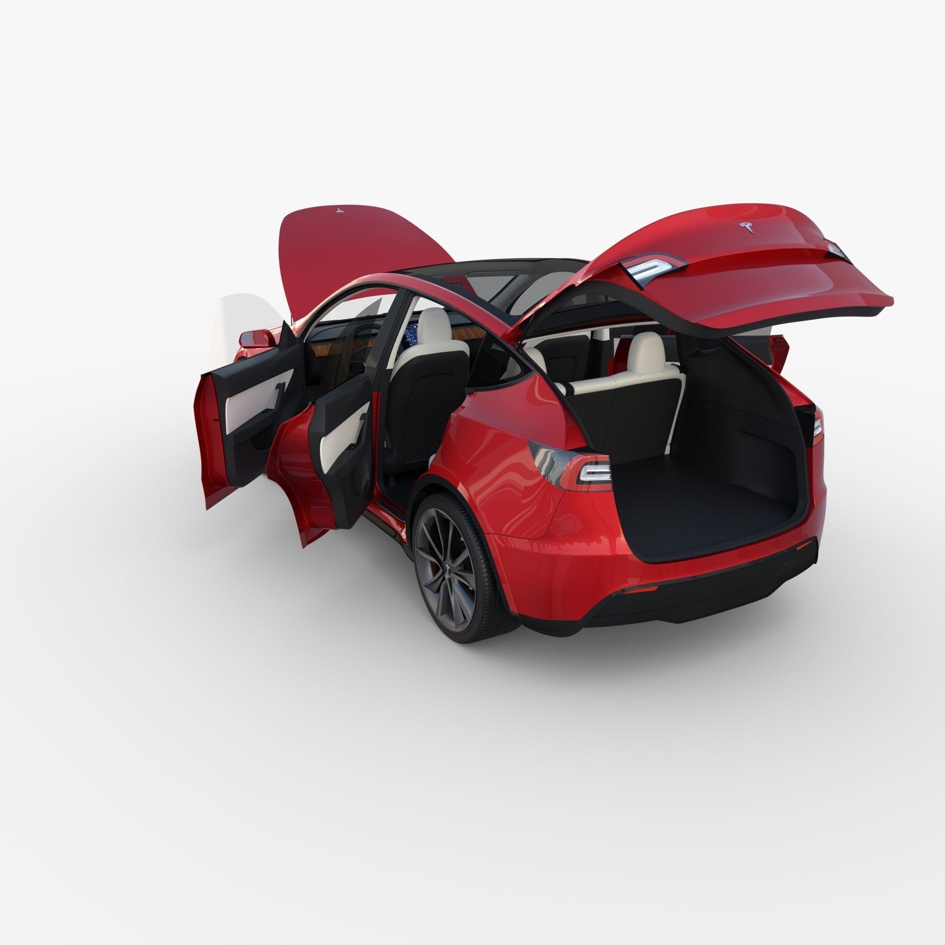 Tesla Model Y Red with interior 3D model | CGTrader