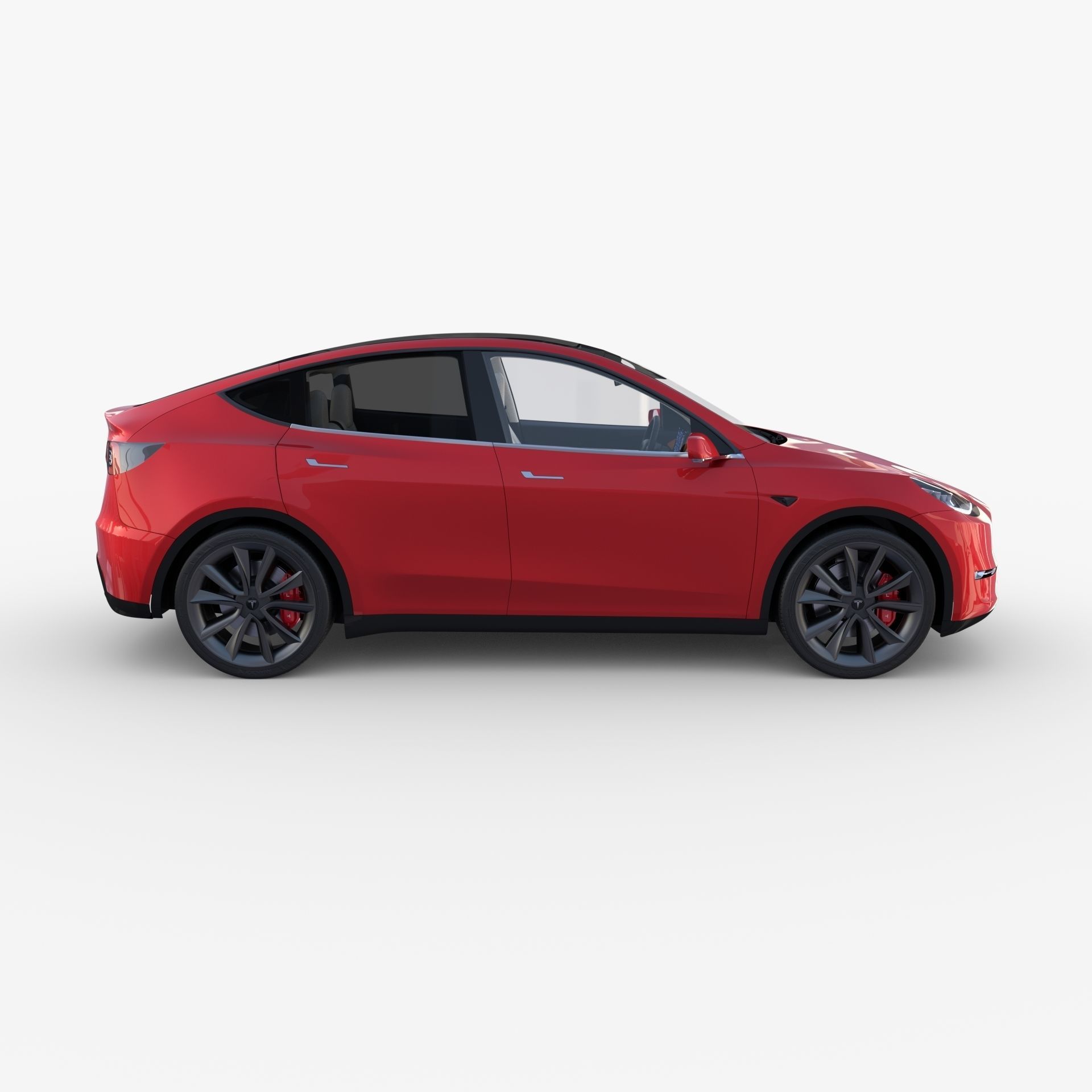 Tesla Model Y Red with interior 3D model | CGTrader