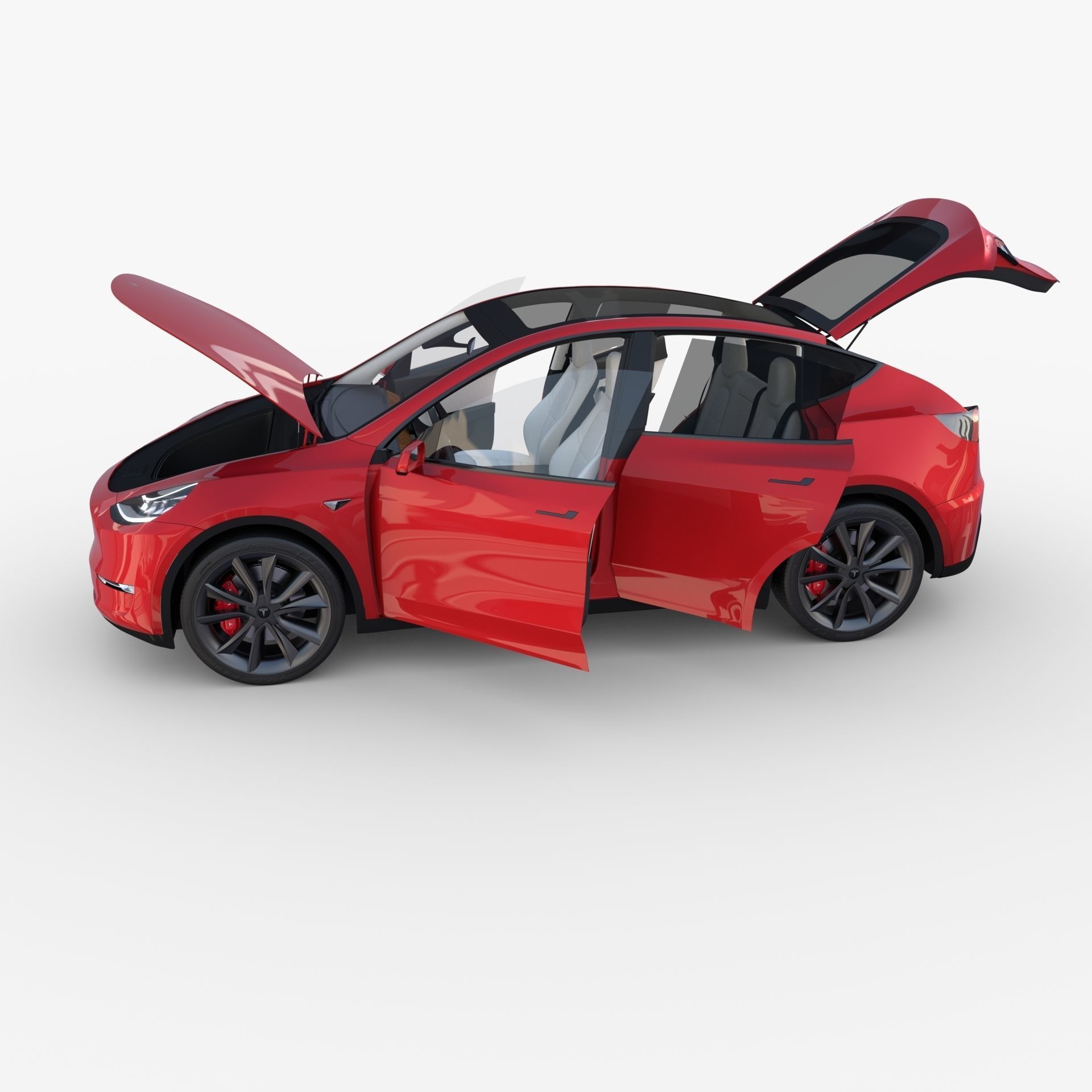 Tesla Model Y Red with interior 3D model | CGTrader