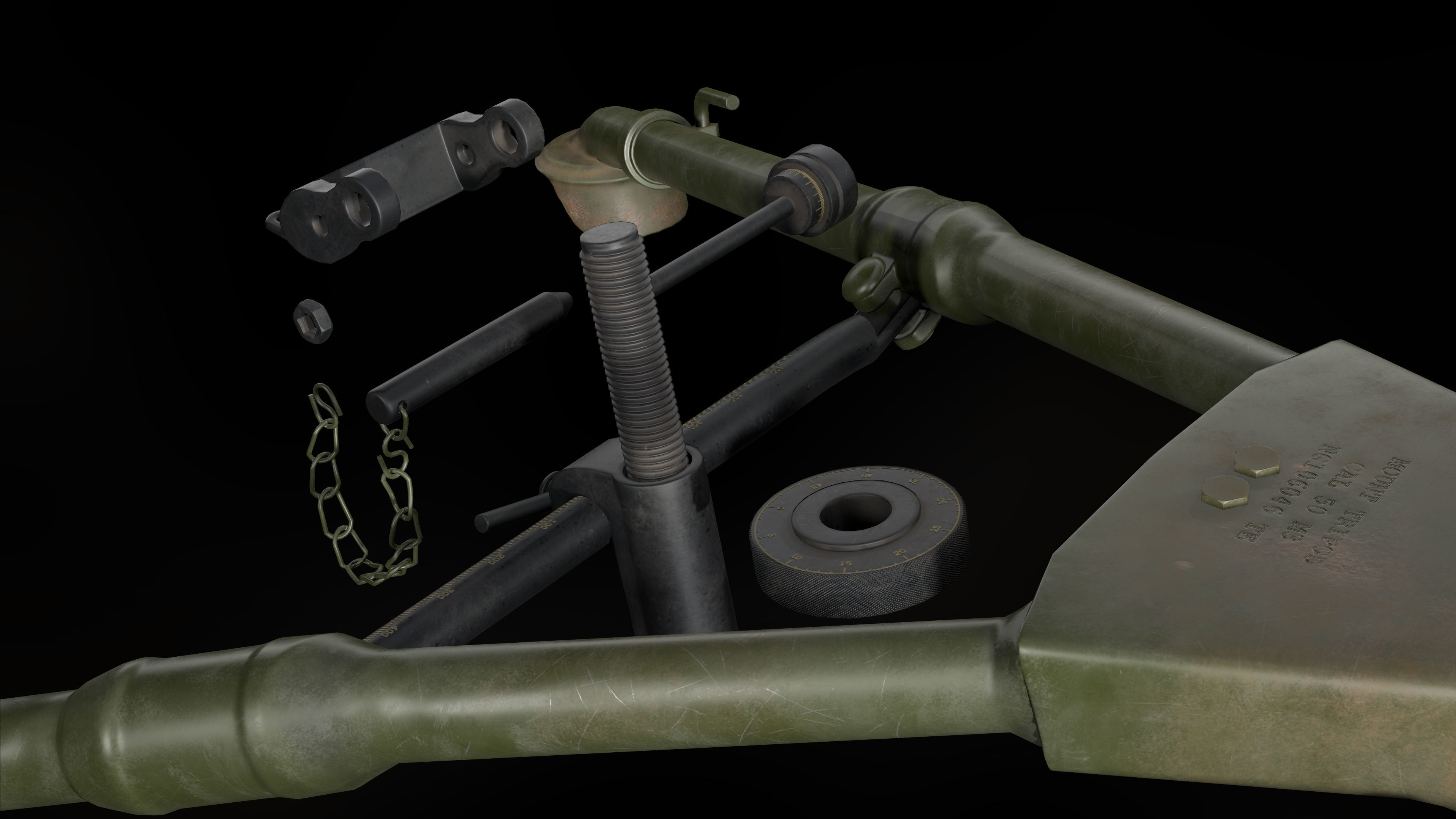 3D model M2 Browning Heavy Machine Gun With Inner Parts VR / AR / low ...