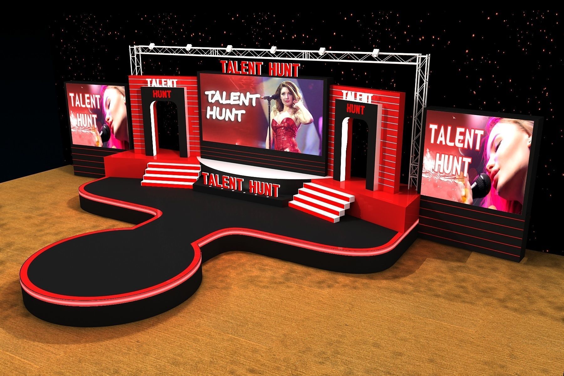 TALENT HUNT STAGE DESIGN 3D model | CGTrader