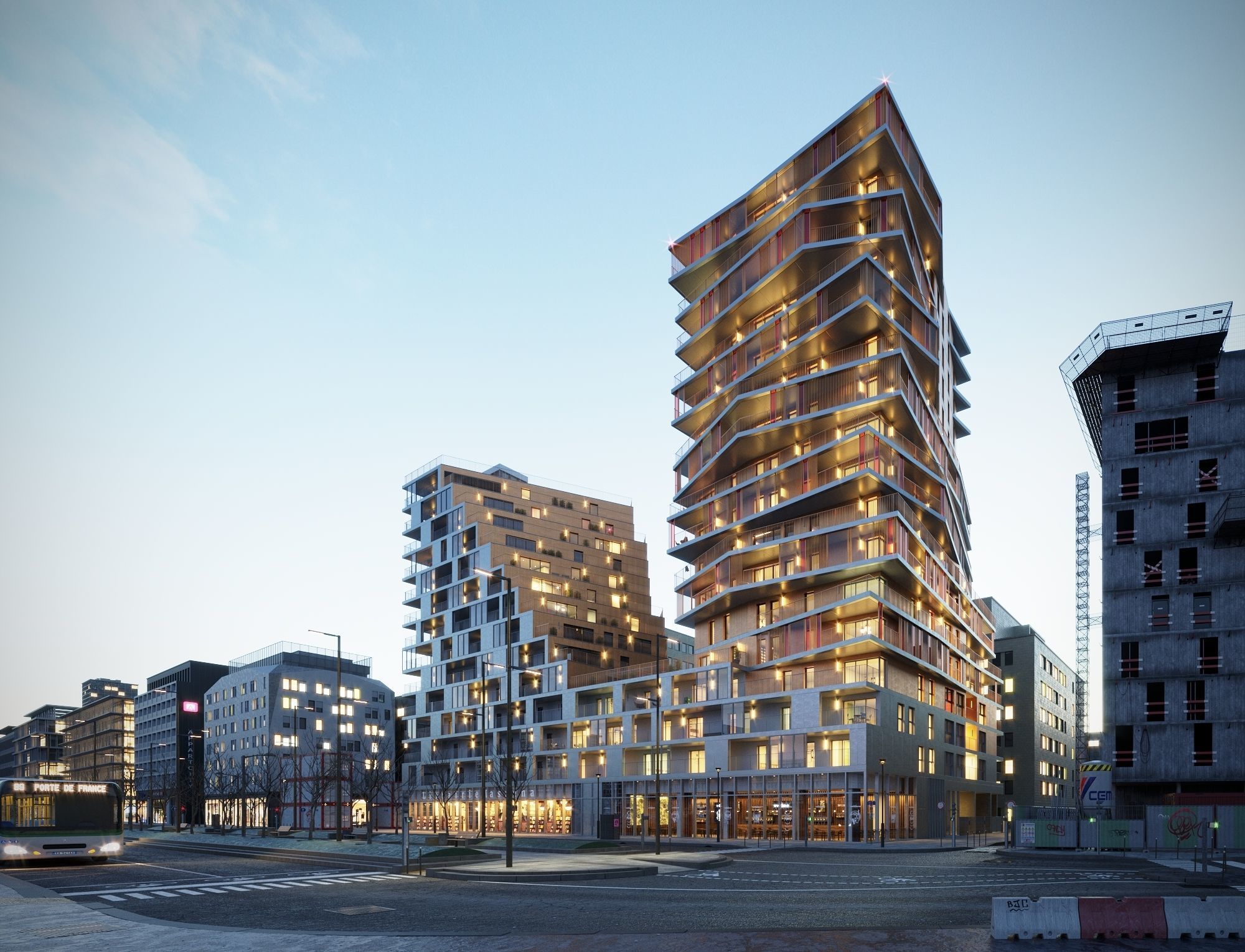 Residential high rise building in Paris 3D model | CGTrader