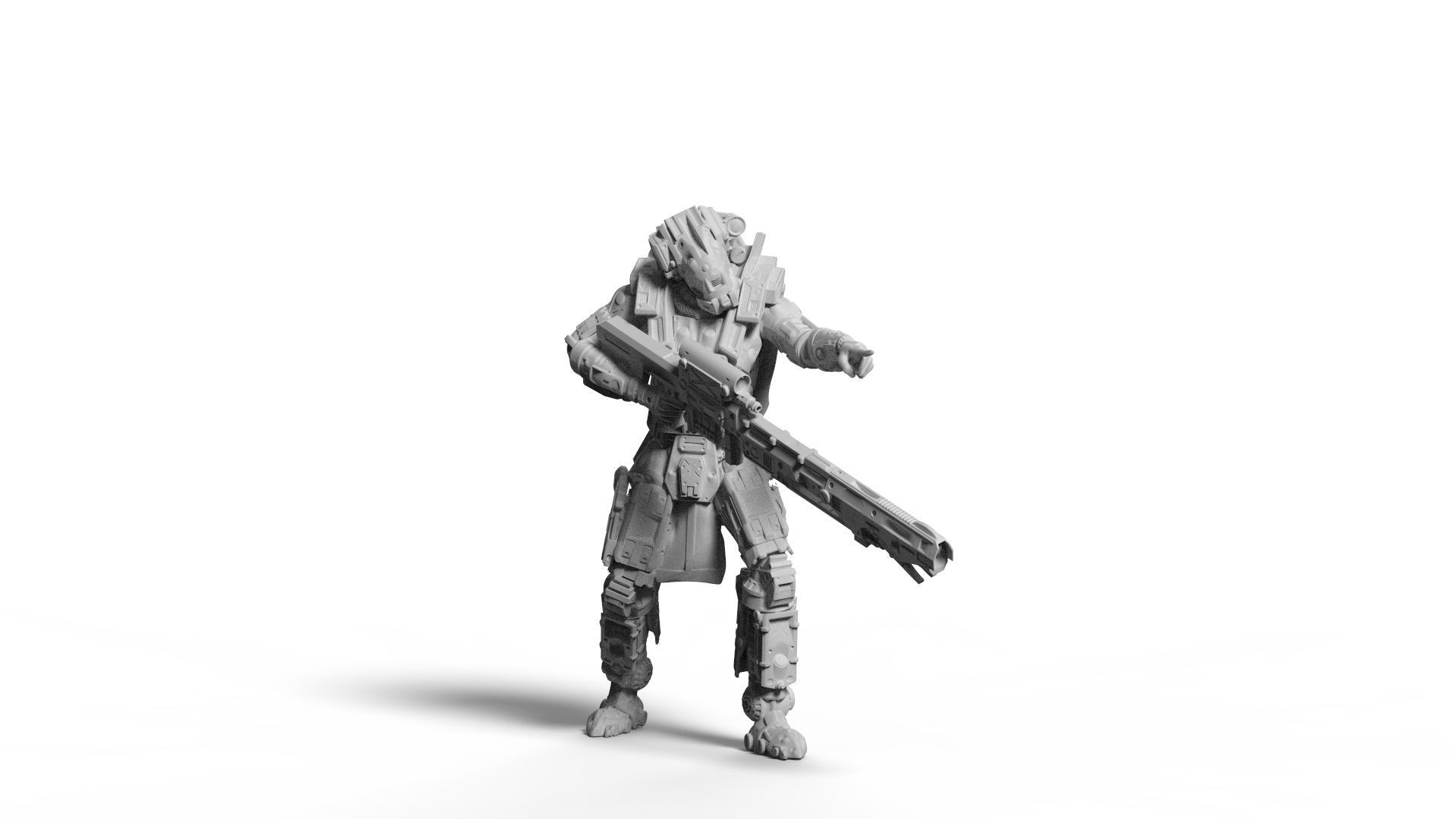 Scifi Marksman Sniper Rifle Team miniatures 3D model 3D printable ...