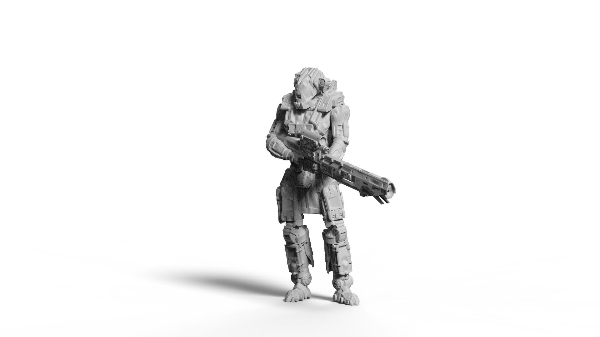 Scifi Marksman Sniper Rifle Team miniatures 3D model 3D printable ...