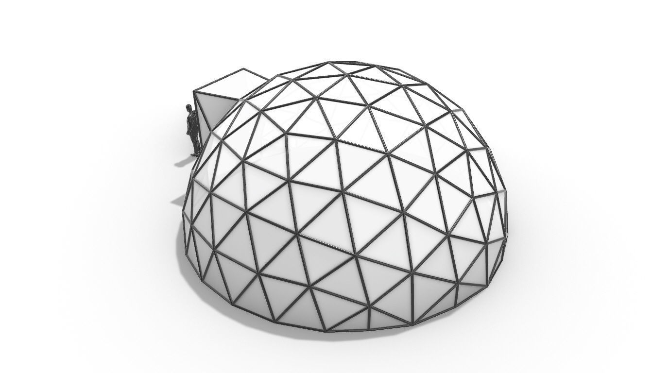 Geodesic Dome with Door Opening and enclosure Panels 3D model | CGTrader