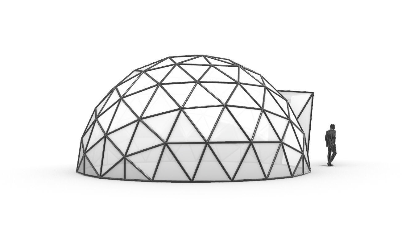 Geodesic Dome with Door Opening and enclosure Panels 3D model | CGTrader