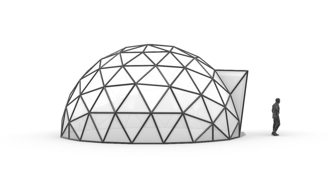 Geodesic Dome with Door Opening and enclosure Panels 3D model | CGTrader