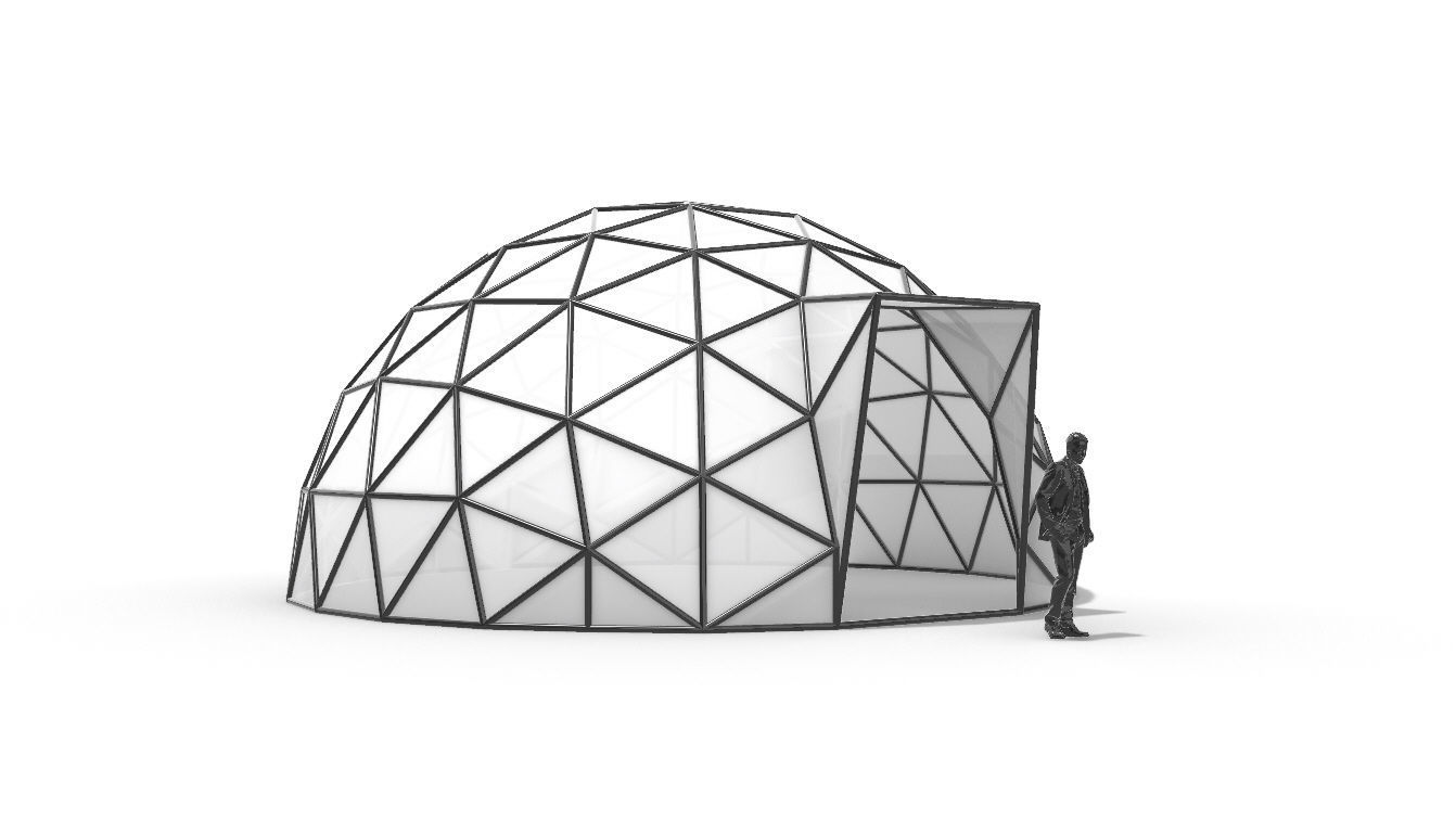 Geodesic Dome with Door Opening and enclosure Panels 3D model | CGTrader
