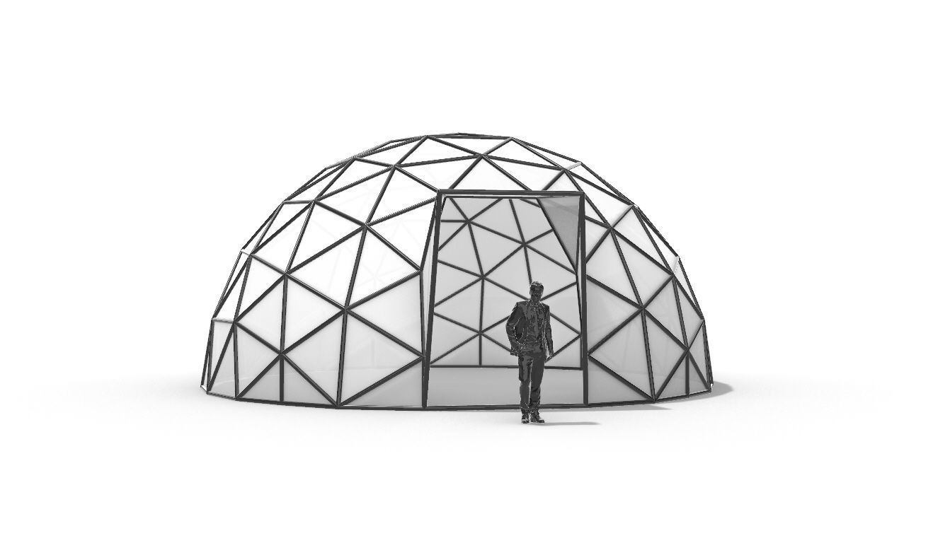 Geodesic Dome with Door Opening and enclosure Panels 3D model | CGTrader