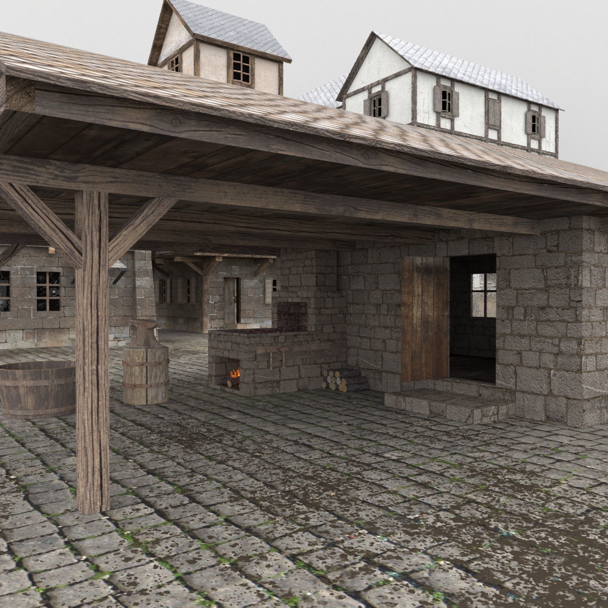 3D model Medieval Fantasy Forge Fachwerk 006 VR / AR / low-poly | CGTrader