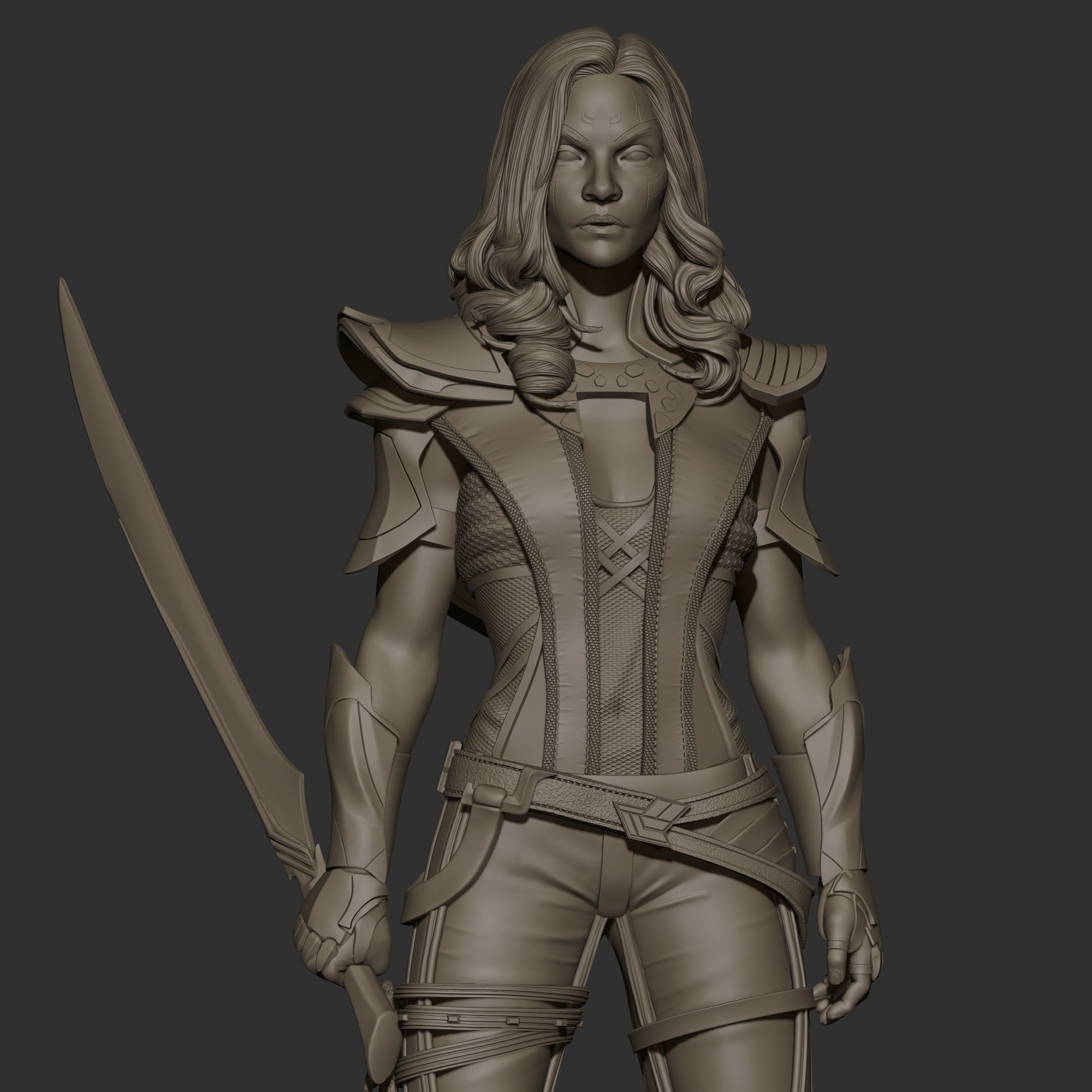 Gamora female figure holding sword 3D model 3D printable | CGTrader