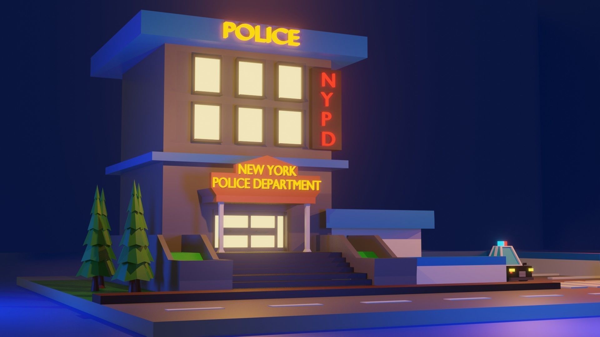 3D model Low Poly Police Department Cartoon VR / AR / low-poly | CGTrader