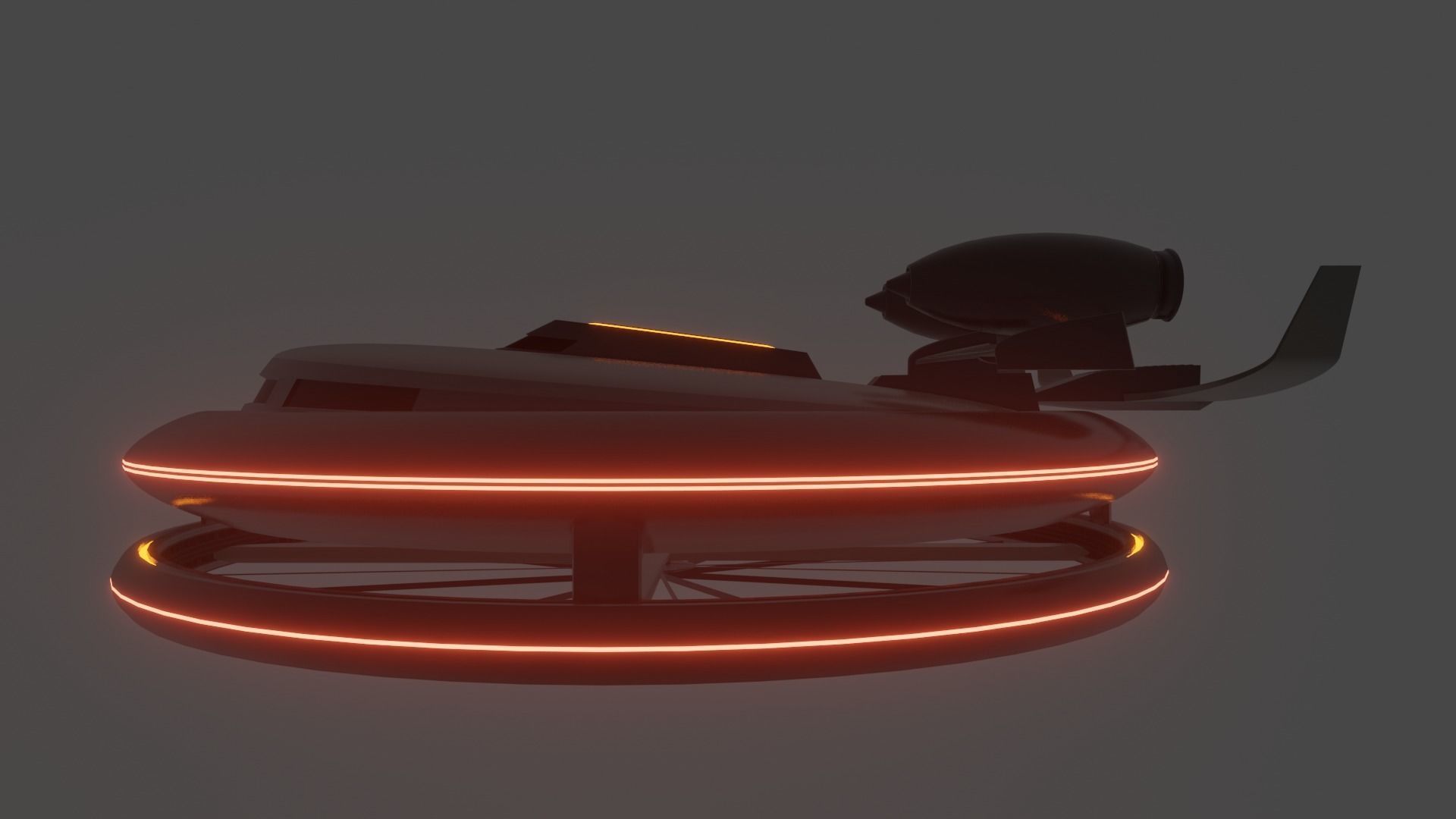 Low-poly Spaceship circular ceiling light with neon lights free 3D ...