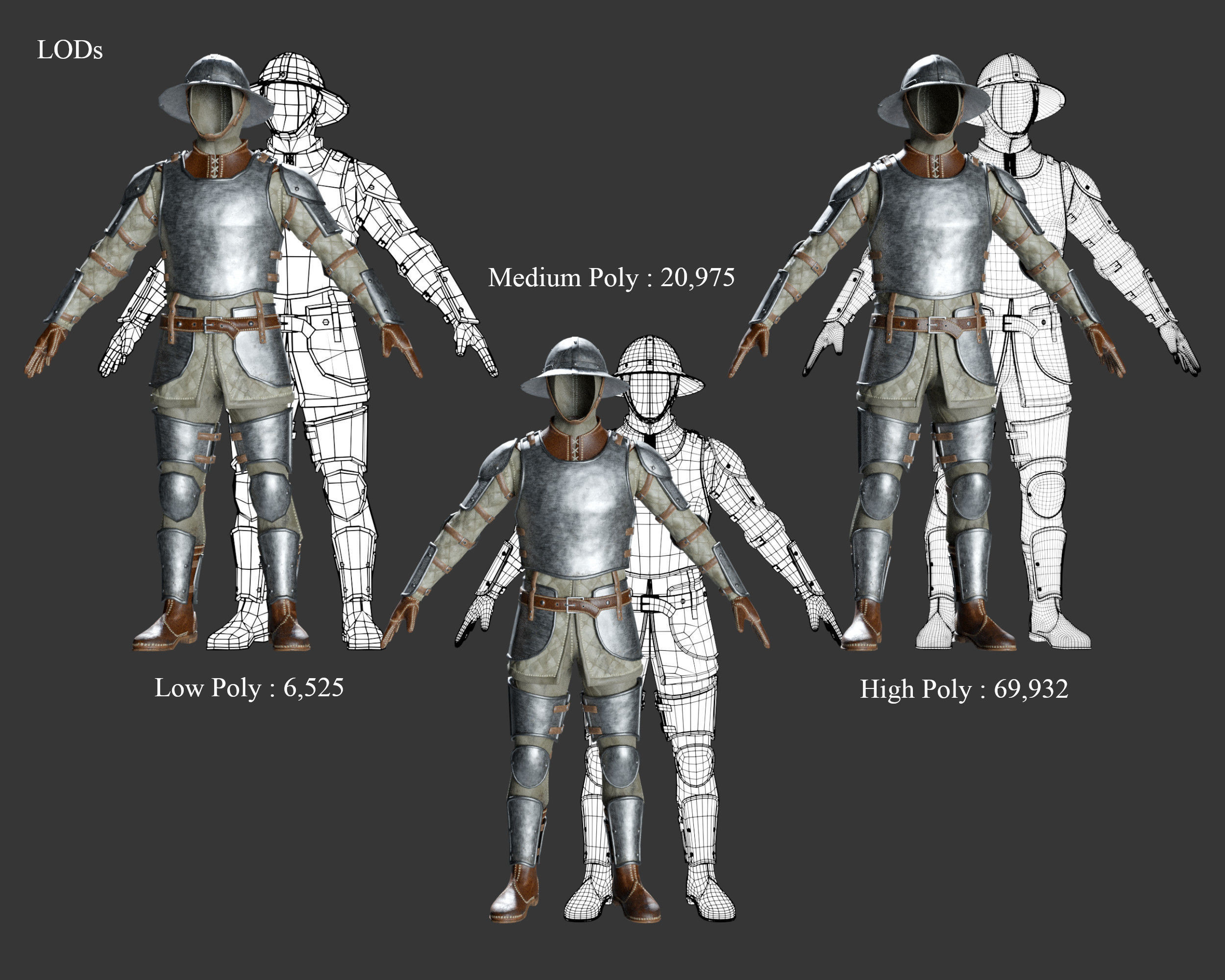 3D model Medieval Common Armor Suit VR / AR / low-poly | CGTrader