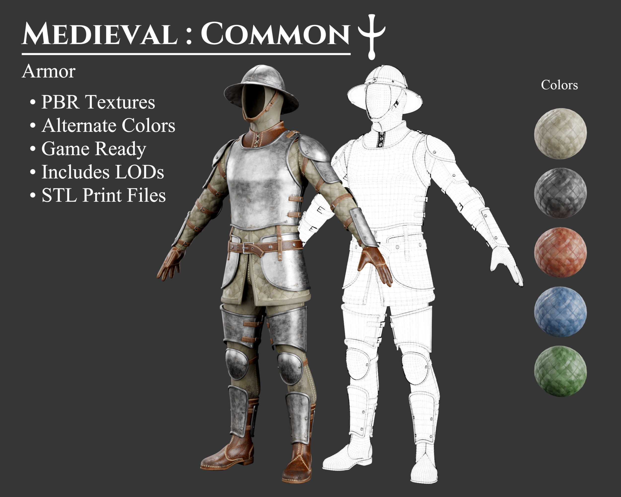 3D model Medieval Common Armor Suit VR / AR / low-poly | CGTrader