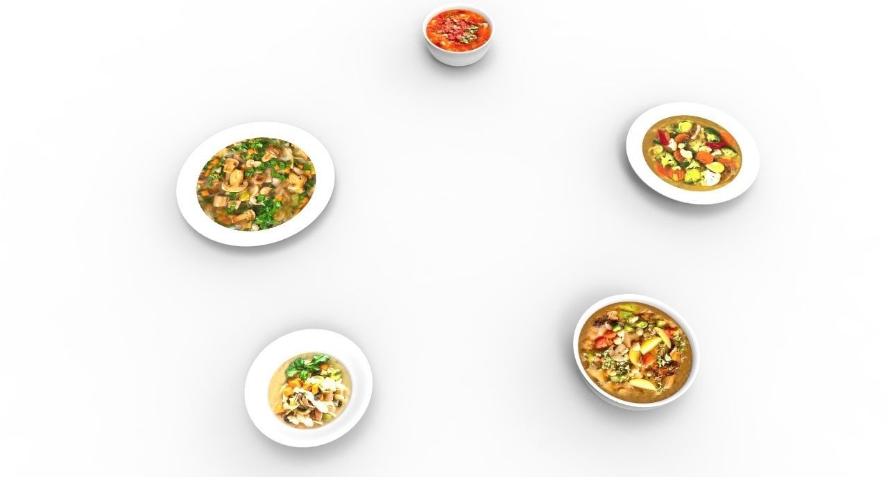3D model soup 5 types v5 VR / AR / low-poly | CGTrader