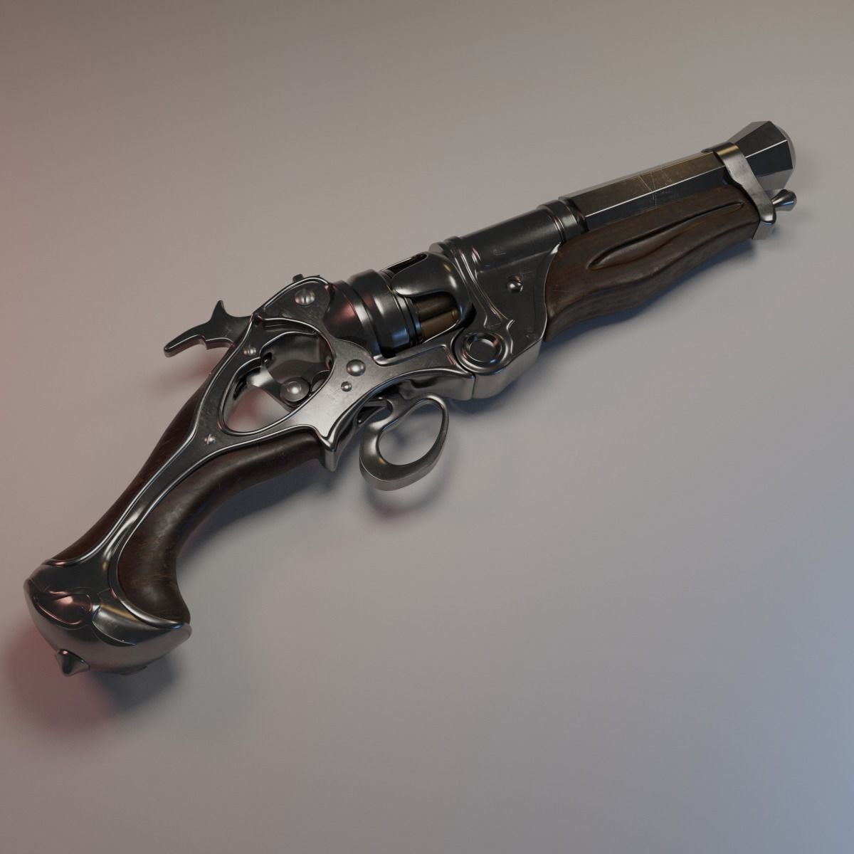 SteamPunk Revolver 3D model | CGTrader