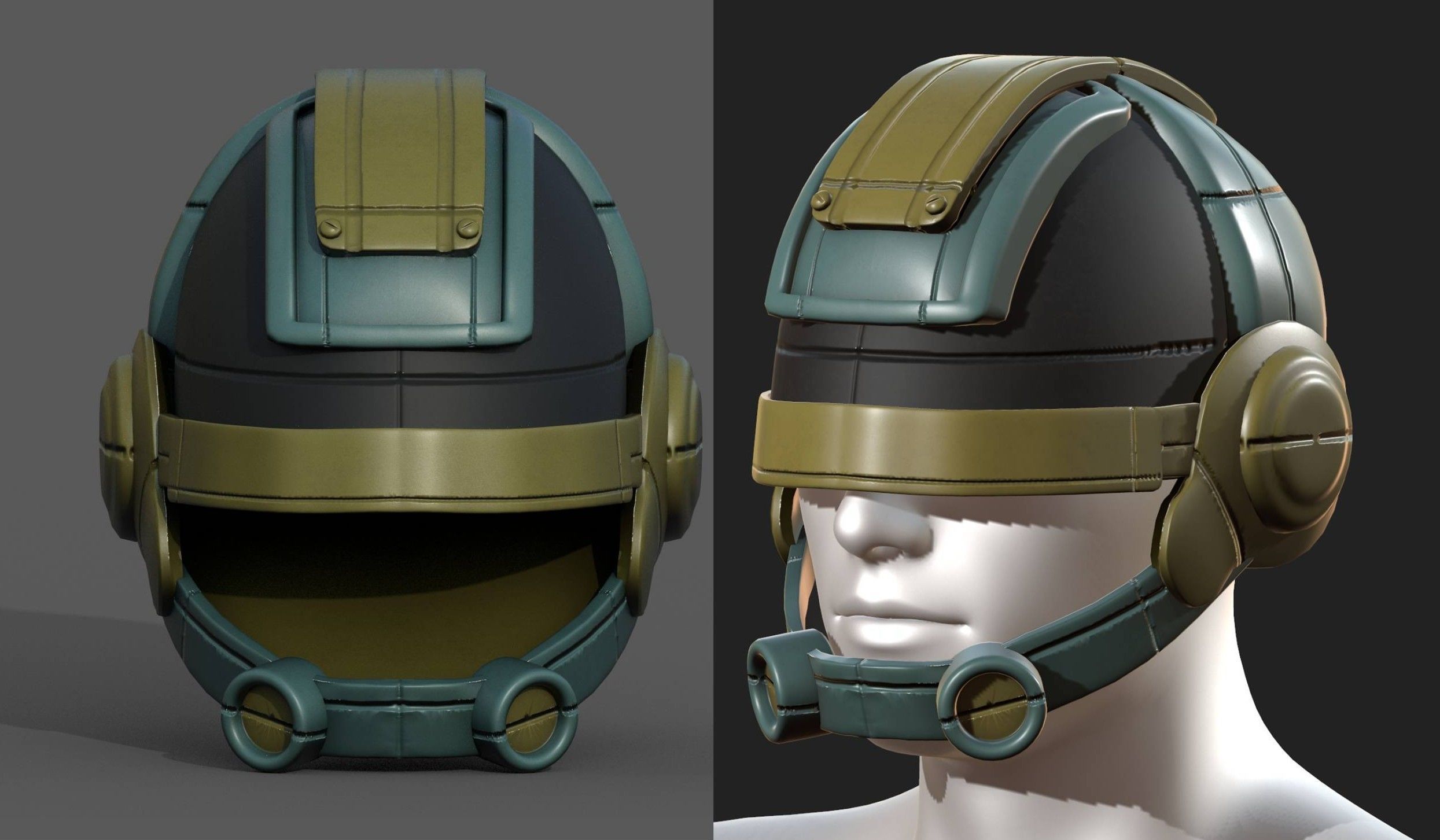 3D model Helmet scifi fantasy pilot military futuristic VR / AR / low ...