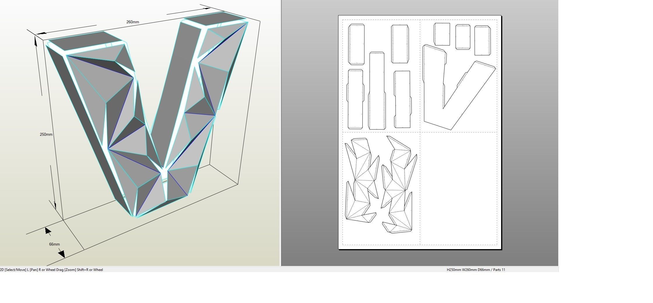 Lowpoly letter V 3D model 3D printable | CGTrader