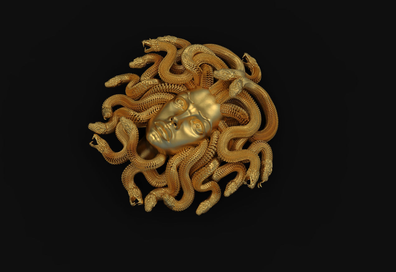 MEDUSA gold head 3D model 3D printable | CGTrader