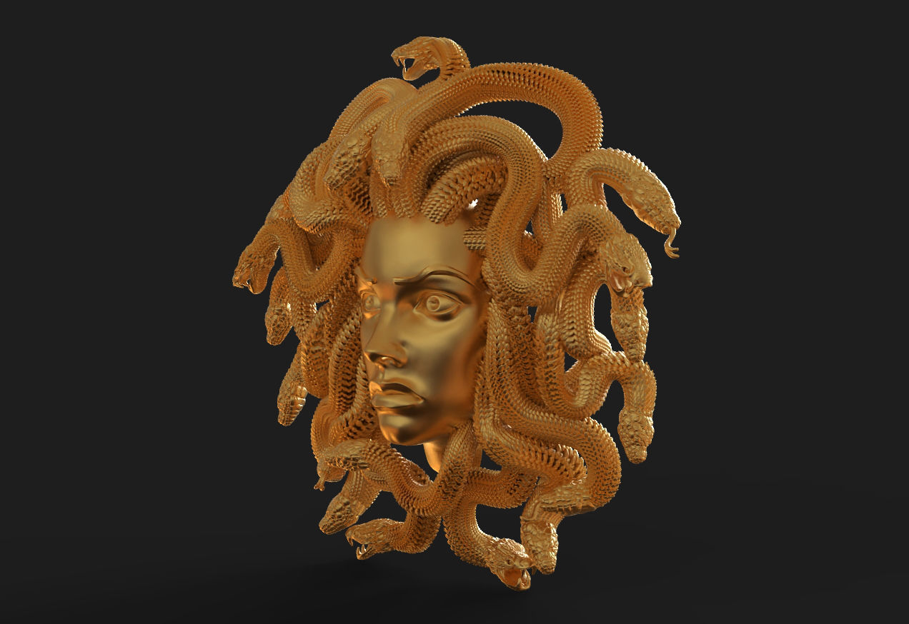 MEDUSA gold head 3D model 3D printable | CGTrader