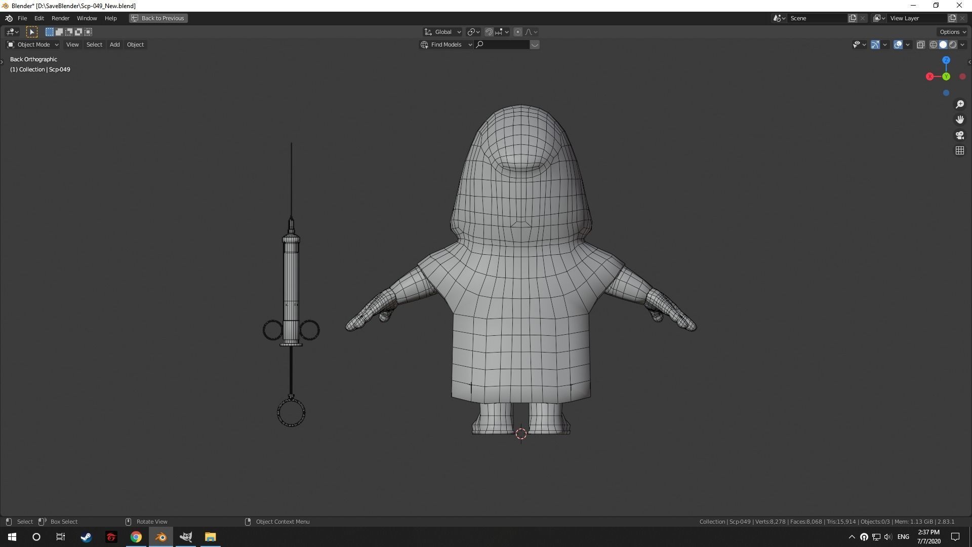 3D model Scp-049 Low poly 3D Model star wars character with needle VR ...