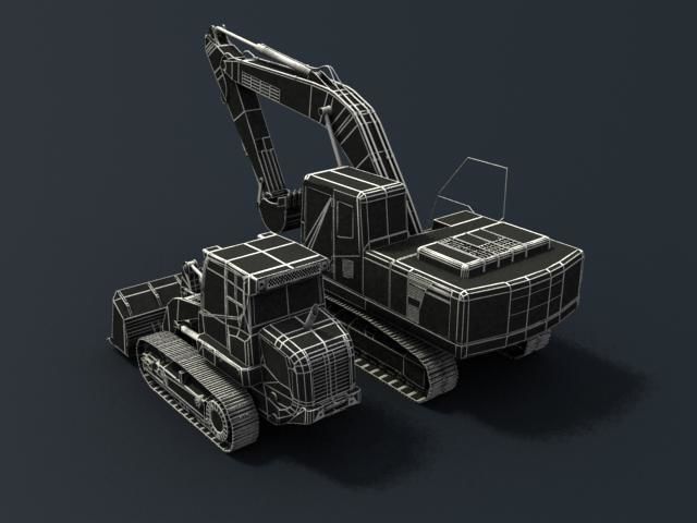 excavator and track loader free VR / AR / low-poly 3D model rigged ...