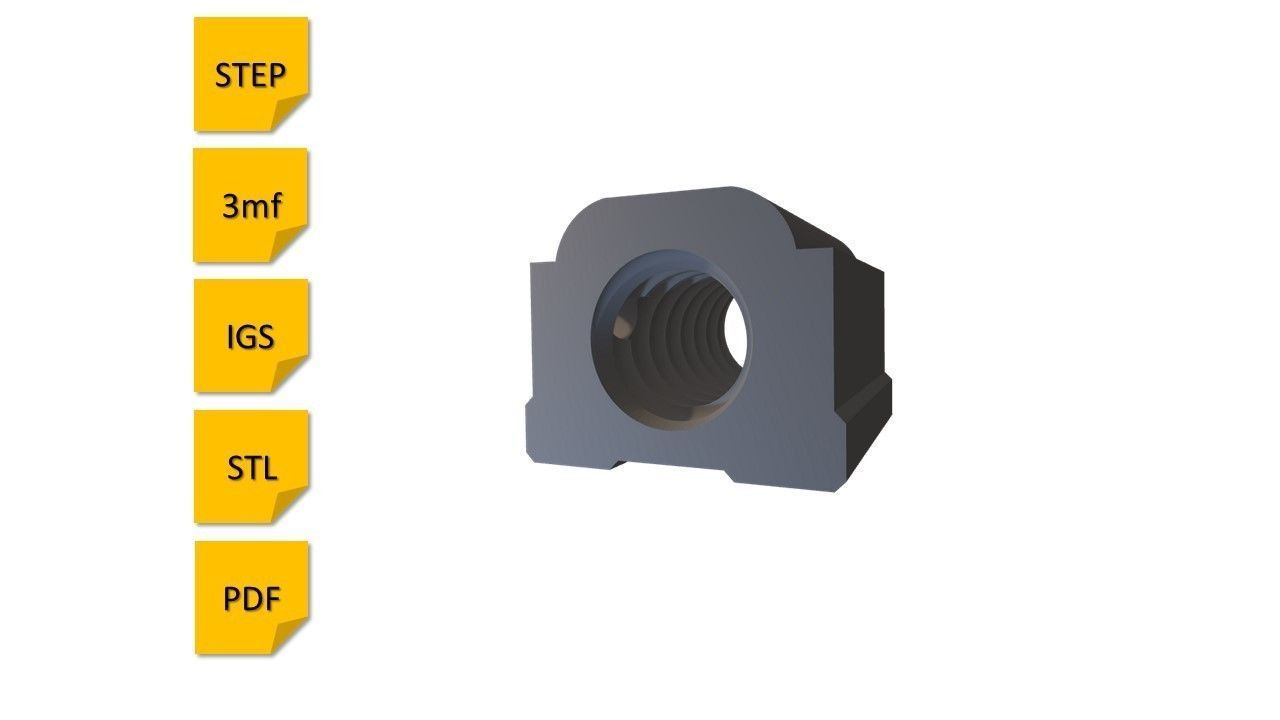 Platform Ball Nut M14 4mm Thread 35mm Long for Ball Screw 3D model 3D ...