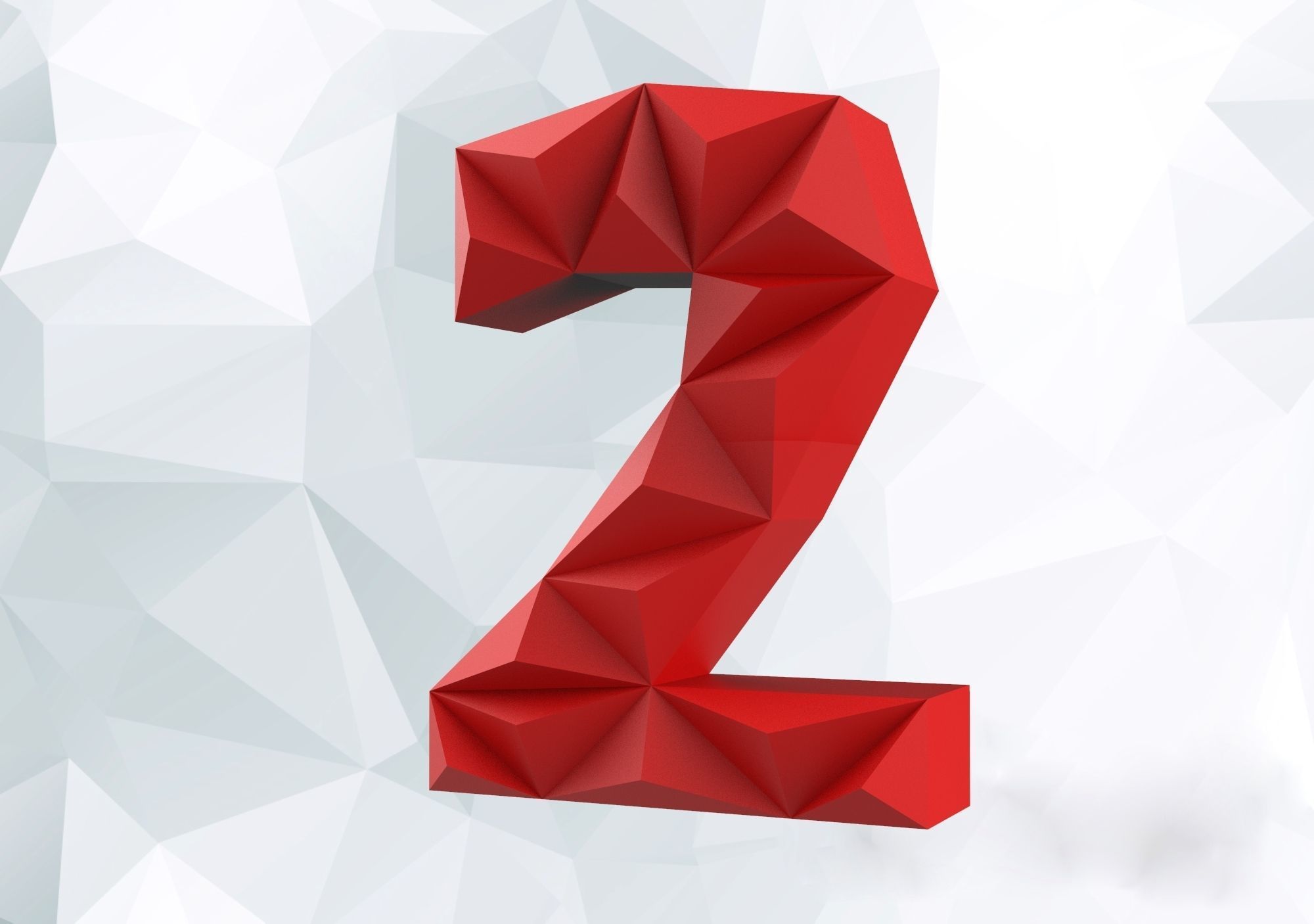 Lowpoly digit 2 number two 3D model 3D printable | CGTrader