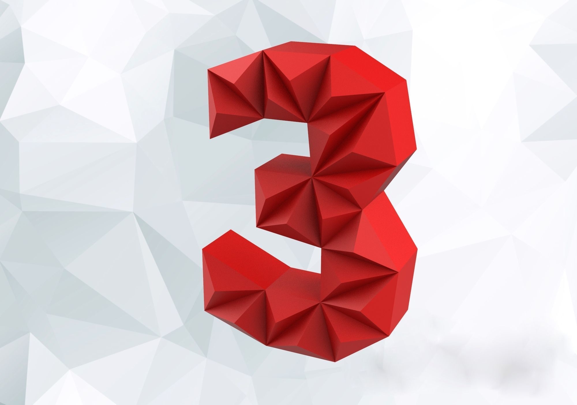 Lowpoly digit 3 number three 3D model 3D printable | CGTrader