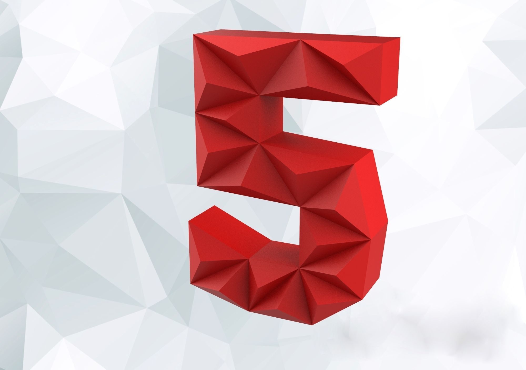 Lowpoly digit 5 number five 3D model 3D printable | CGTrader