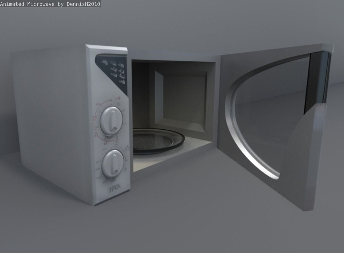 Microwave rigged and animated free VR / AR / low-poly 3D model animated ...