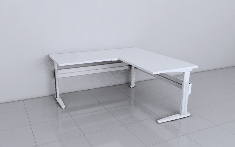 sit stand table 3 legs L-shape free standing 3D model | CGTrader
