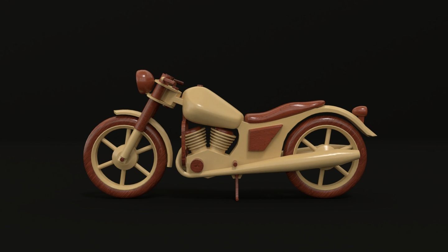 Wooden motorcycle toy 3D model | CGTrader