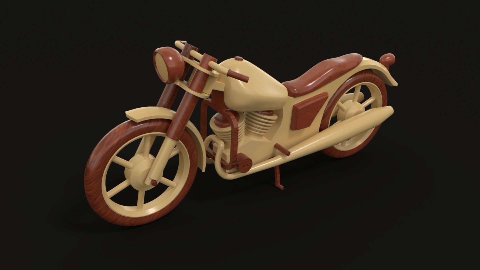 Wooden motorcycle toy 3D model | CGTrader
