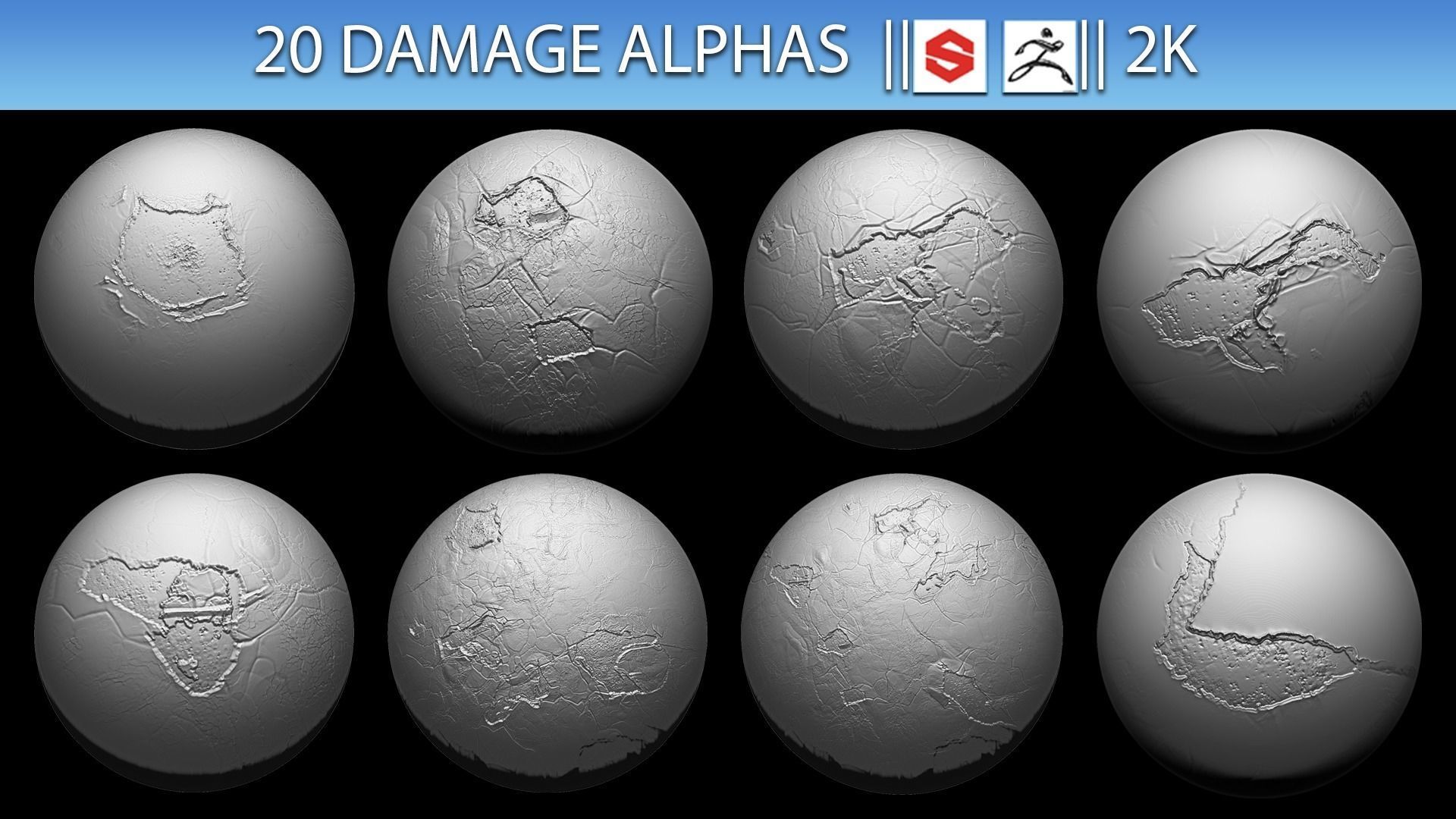 ZBrush Damage Alphas 3D model | CGTrader