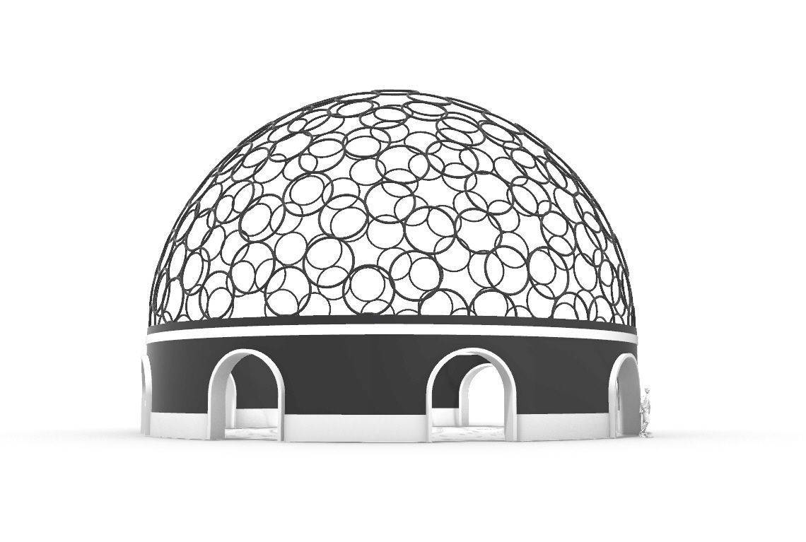 Geodesic Dome Circle Pattern Pavilion Architectural Structure 3D model ...