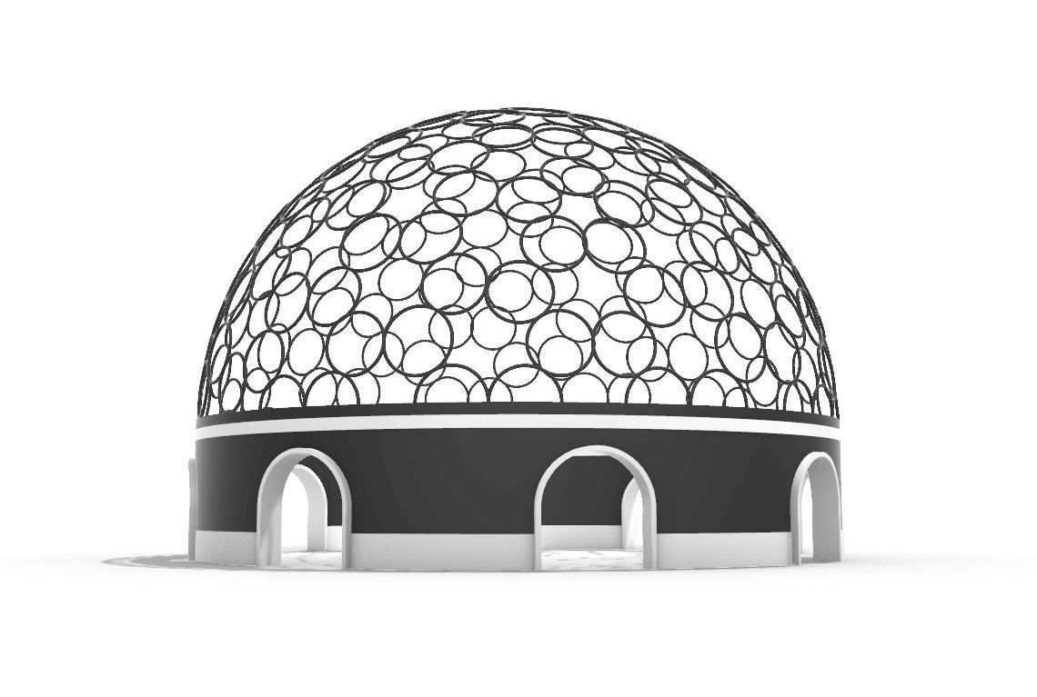Geodesic Dome Circle Pattern Pavilion Architectural Structure 3D model ...