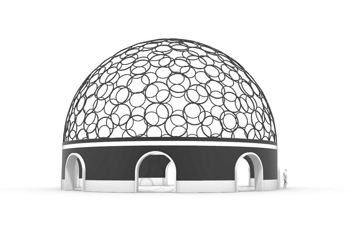 Geodesic Dome Circle Pattern Pavilion Architectural Structure 3D model ...