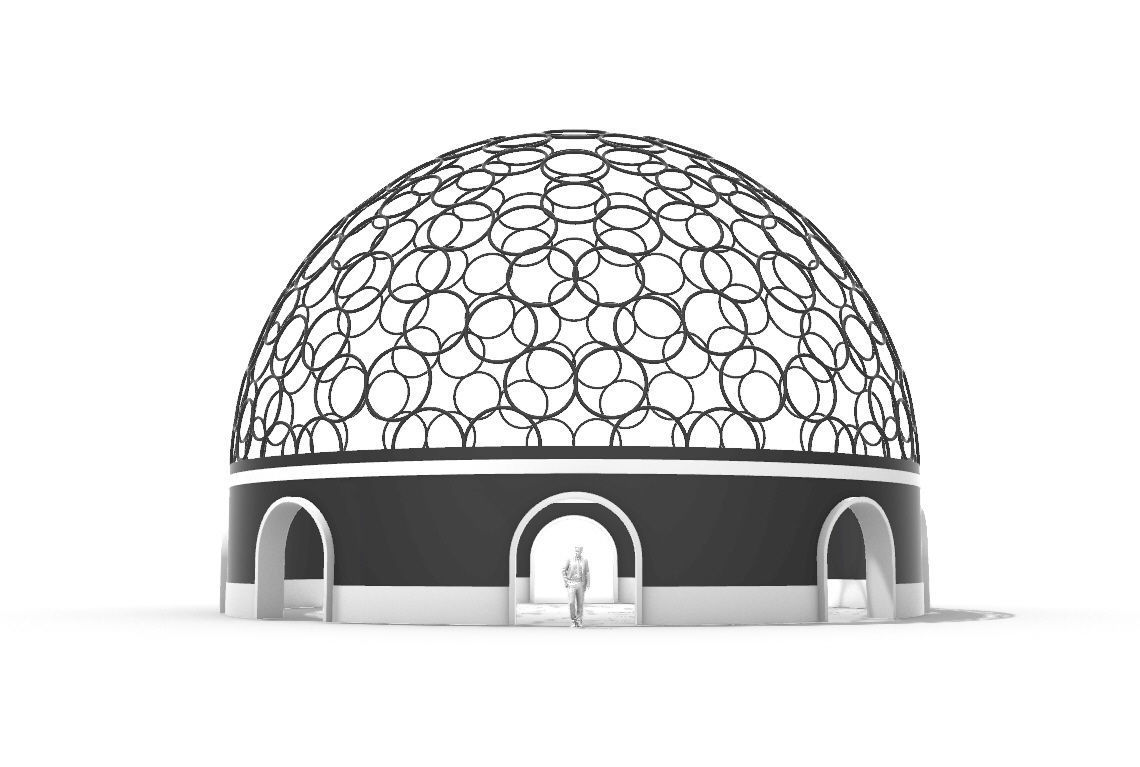 Geodesic Dome Circle Pattern Pavilion Architectural Structure 3D model ...