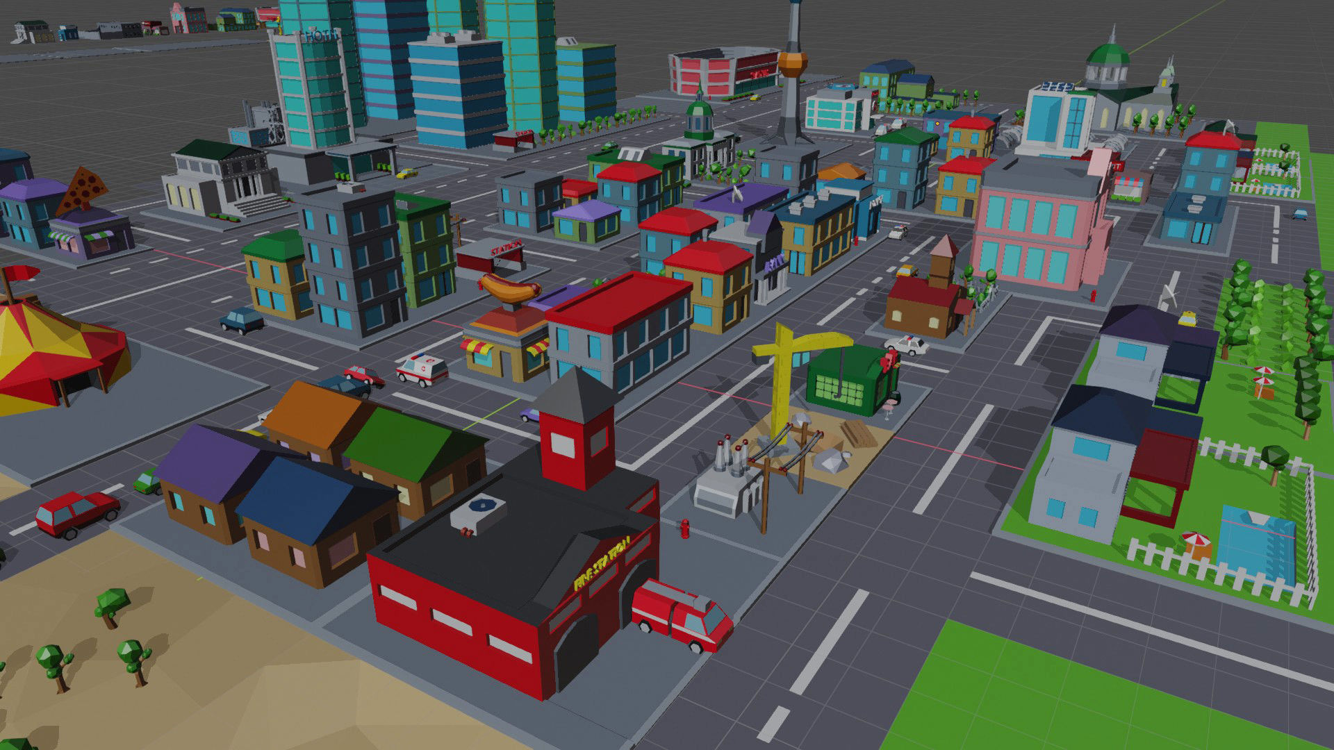 3D model Low poly city VR / AR / low-poly | CGTrader