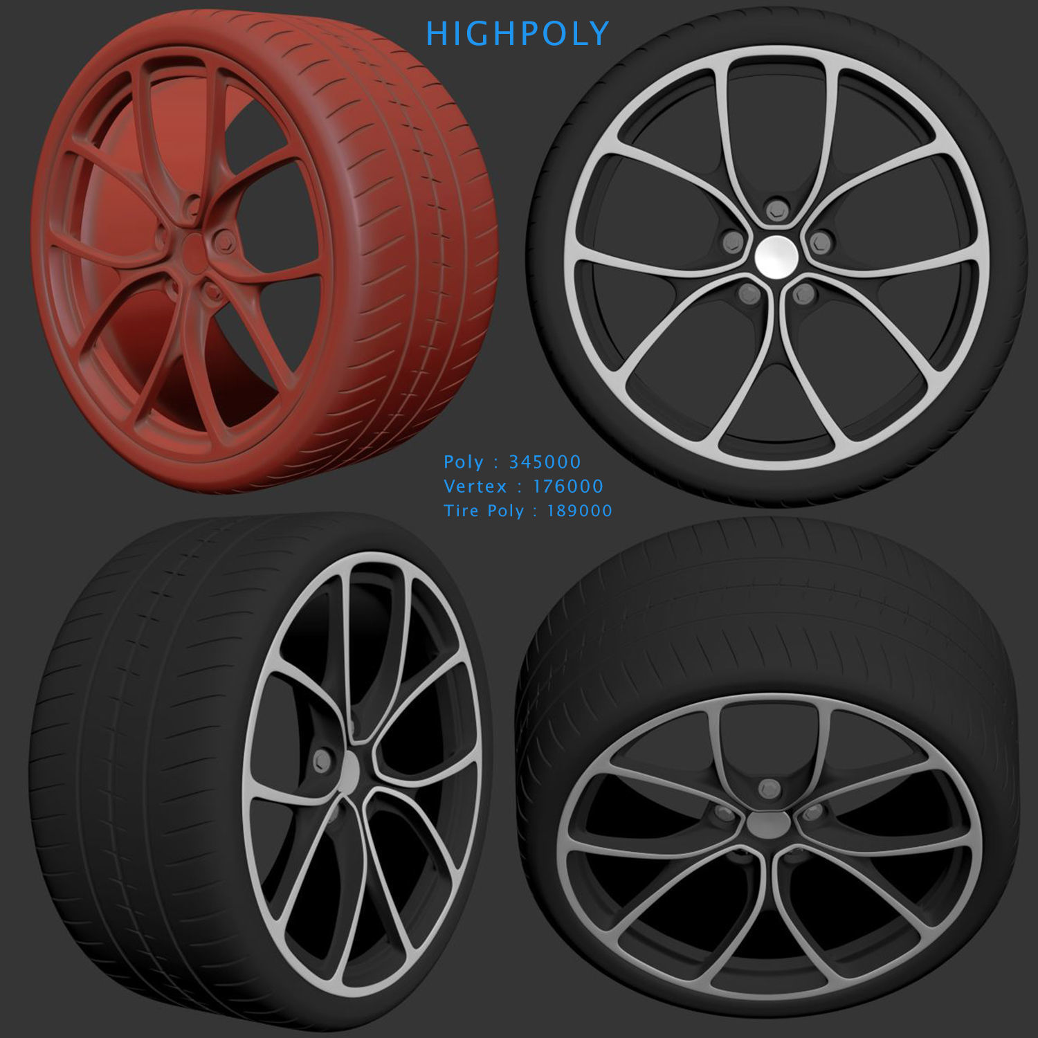 6 Wheel Collection LowHigh Poly free VR / AR / low-poly 3D model | CGTrader