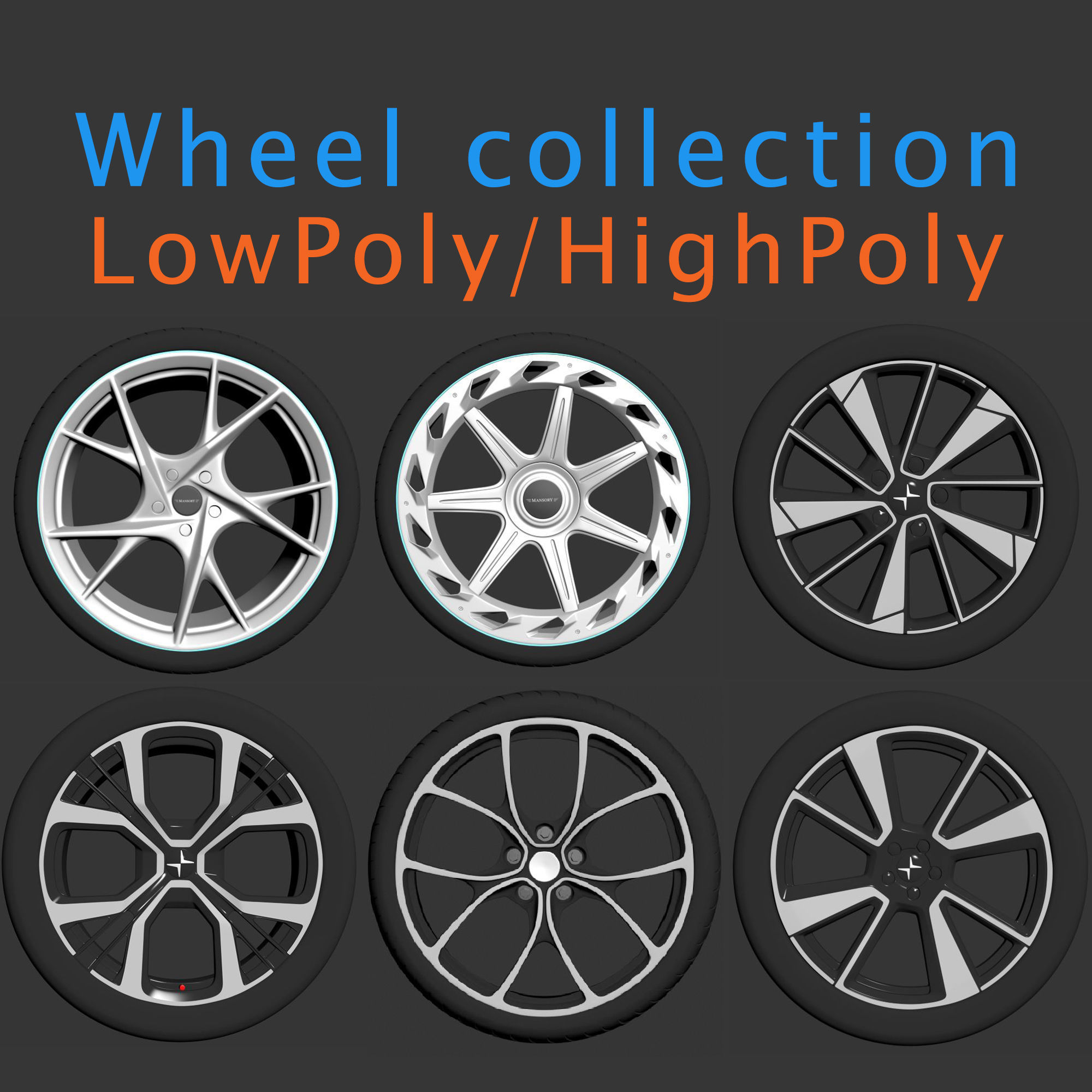 6 Wheel Collection LowHigh Poly free VR / AR / low-poly 3D model | CGTrader
