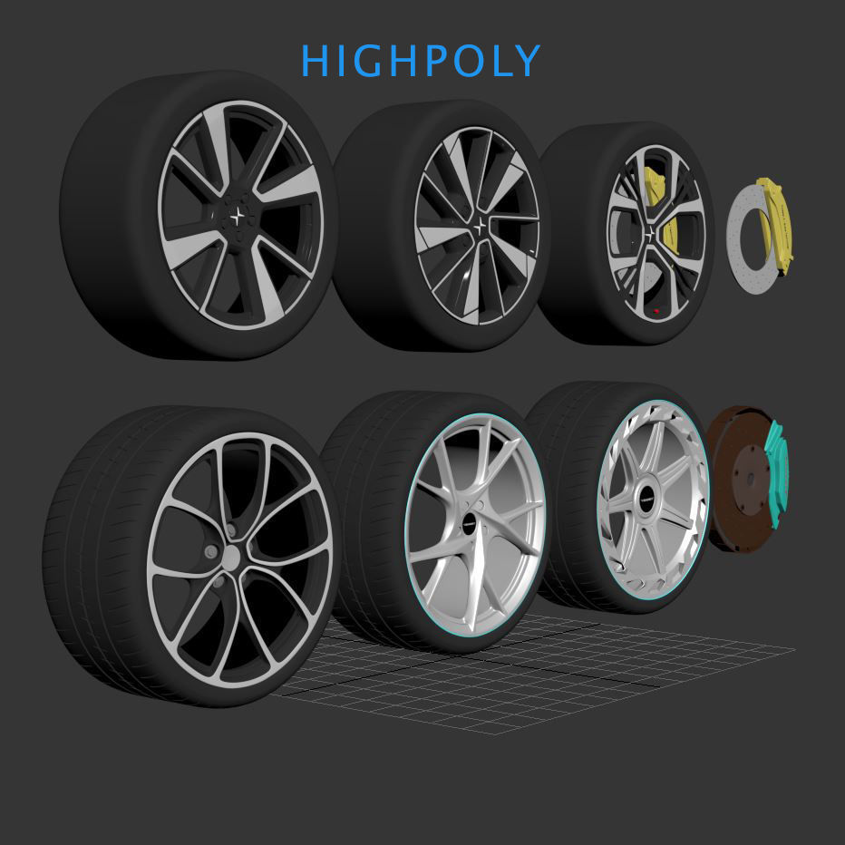 6 Wheel Collection LowHigh Poly free VR / AR / low-poly 3D model | CGTrader