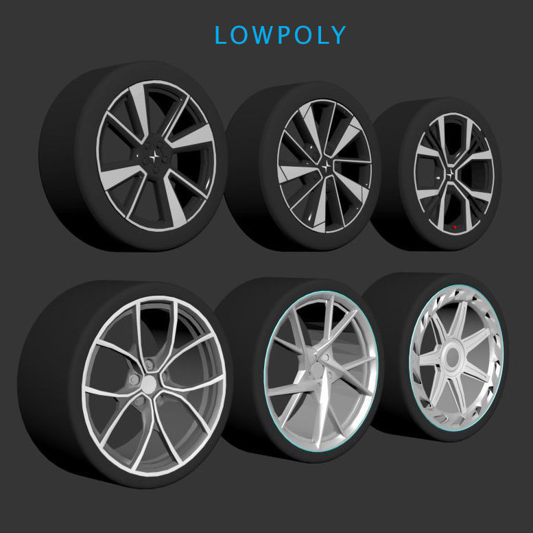 6 Wheel Collection LowHigh Poly free VR / AR / low-poly 3D model | CGTrader