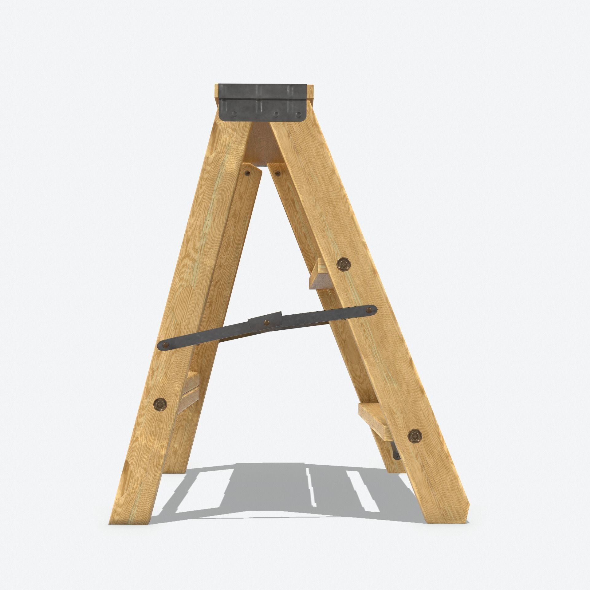 3D model Wooden Ladder Animated RIG PBR VR / AR / low-poly rigged ...